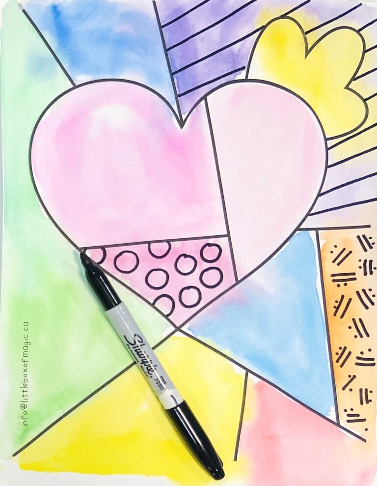 Colorful Valentine's Day Art Project for Kids: Romero Britto Pop Art Hearts